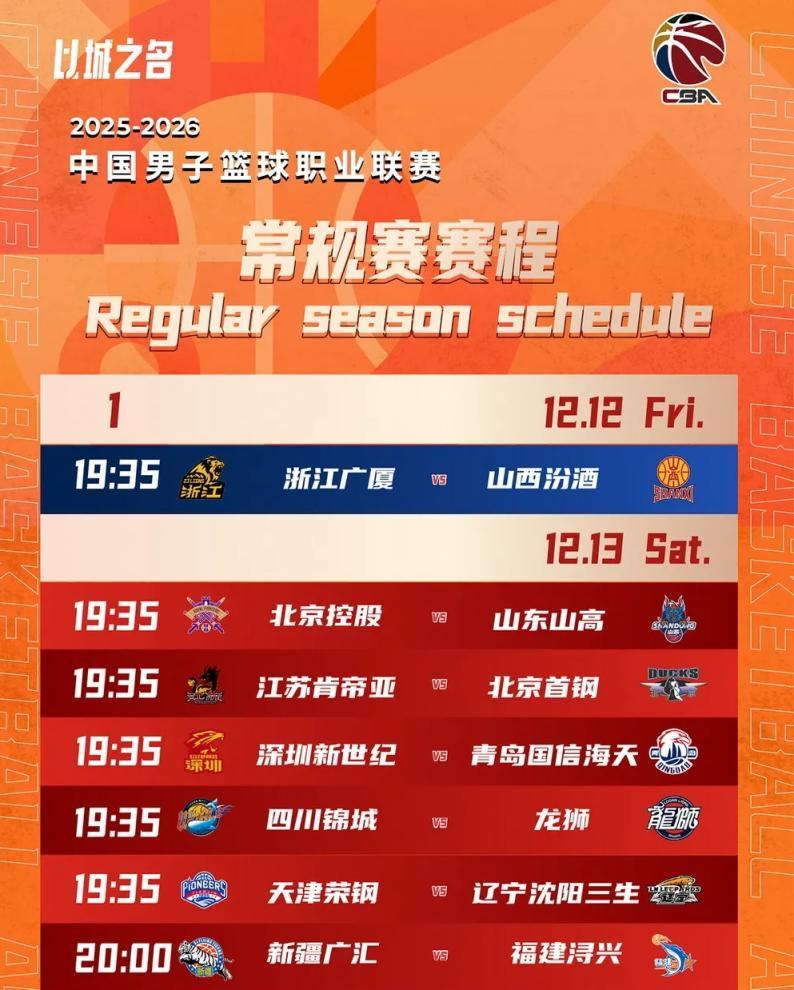 CBA新赛季赛程公布！12月12日揭幕战-重庆日报